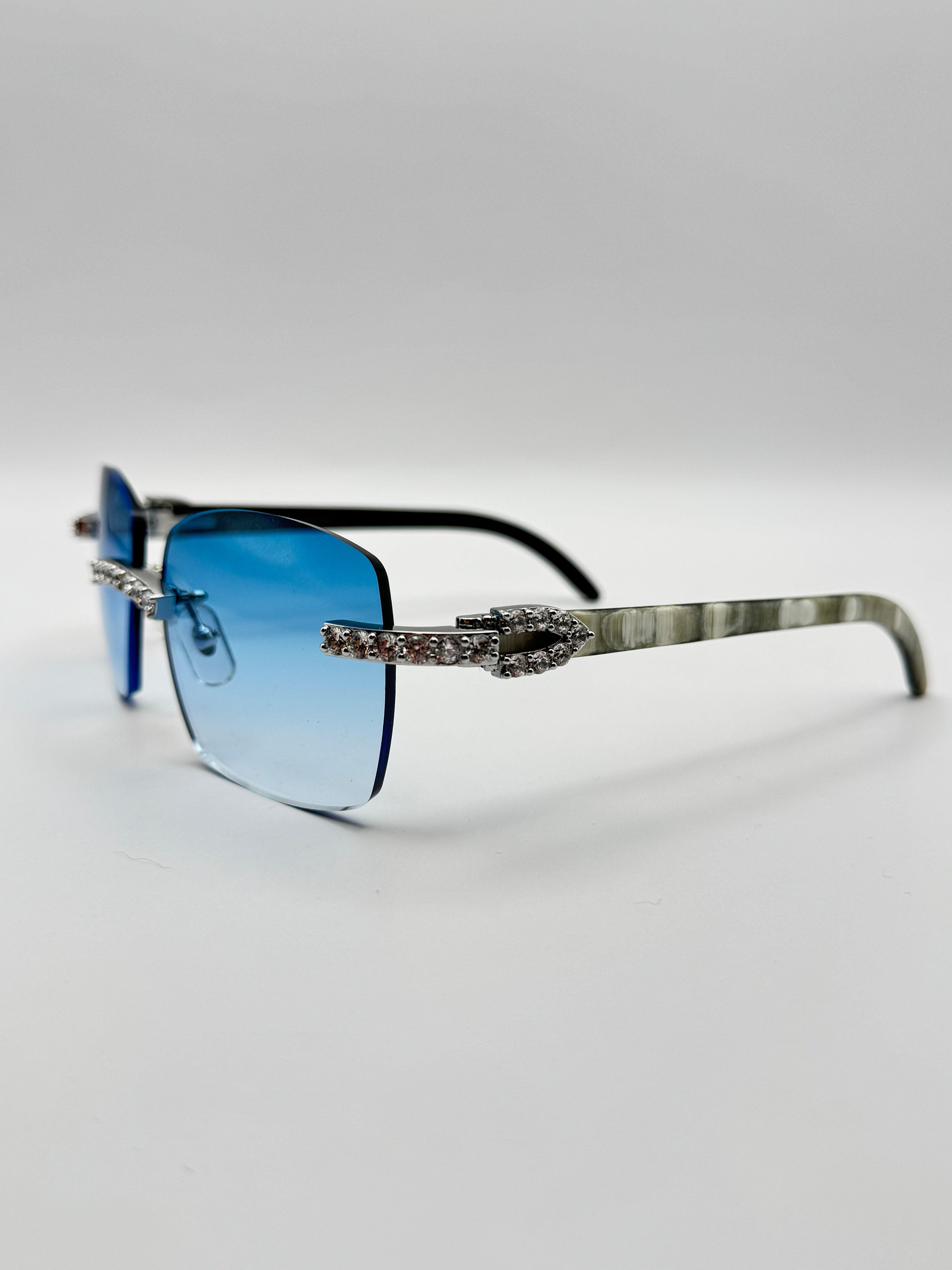 Iced out Rimless Sunglasses Detroit style Buffs – KJFrames