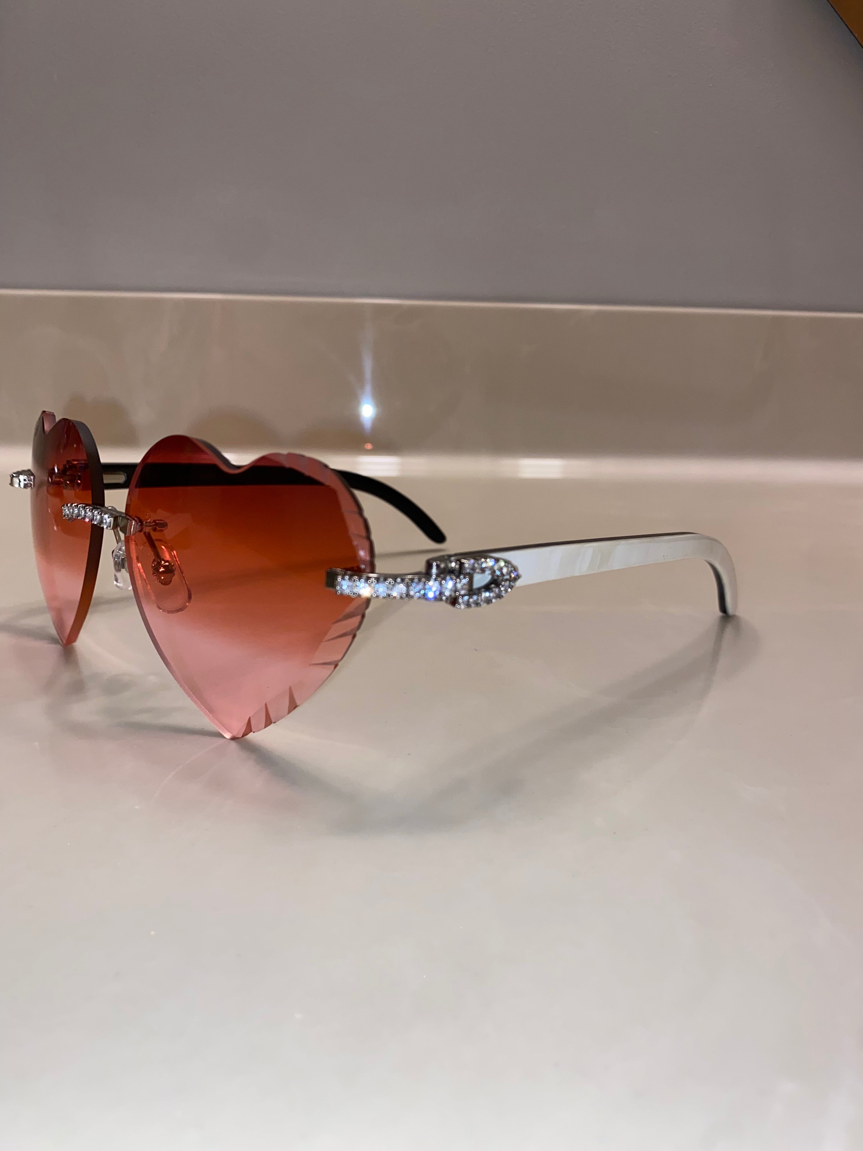 Iced out Rimless Sunglasses Detroit Heart style Buffs – KJFrames