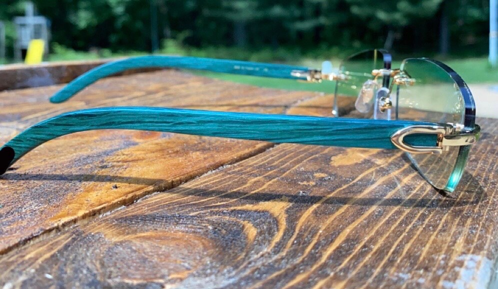 Teal Rimless Sunglasses Detroit style Buffs – KJFrames