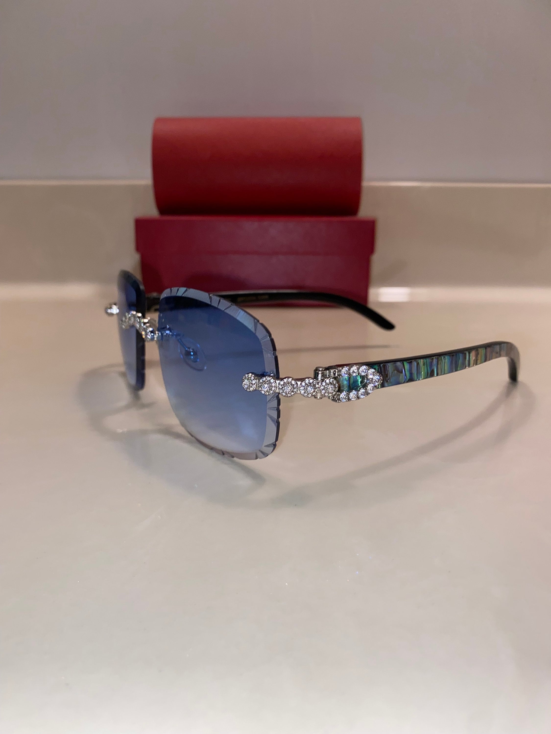 Iced out Rimless Sunglasses Detroit style Buffs – KJFrames